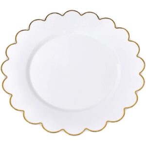 Sparkle and Bash White Plastic Plates with Gold Scalloped Edge (9 Inches, 50 Pack)