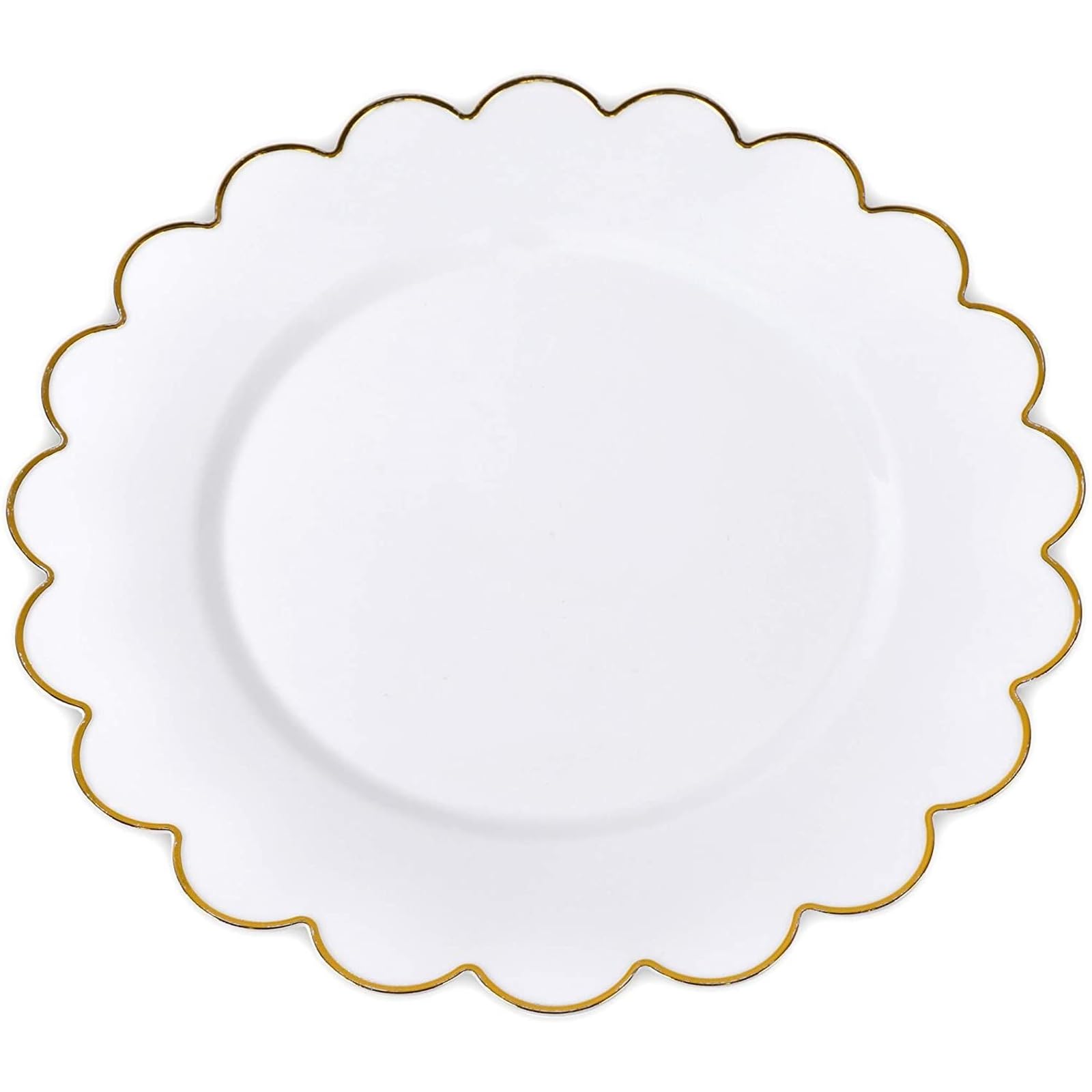 Sparkle and Bash White Plastic Plates with Gold Scalloped Edge (9 Inches, 50 Pack)