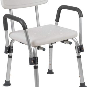 Flash Furniture HERCULES Series 300 Lb. Capacity, Adjustable White Bath & Shower Chair with Depth Adjustable Back