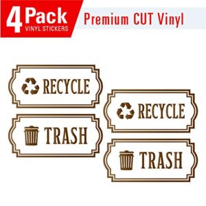 Recycle and Trash Elegant Decal to Organize Trash cans or Garbage containers and Walls - Premium Cut Vinyl Style 2 (XSmall, Copper-R)