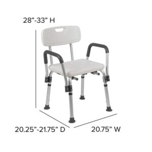 Flash Furniture HERCULES Series 300 Lb. Capacity, Adjustable White Bath & Shower Chair with Depth Adjustable Back