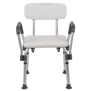 Flash Furniture HERCULES Series 300 Lb. Capacity, Adjustable White Bath & Shower Chair with Depth Adjustable Back