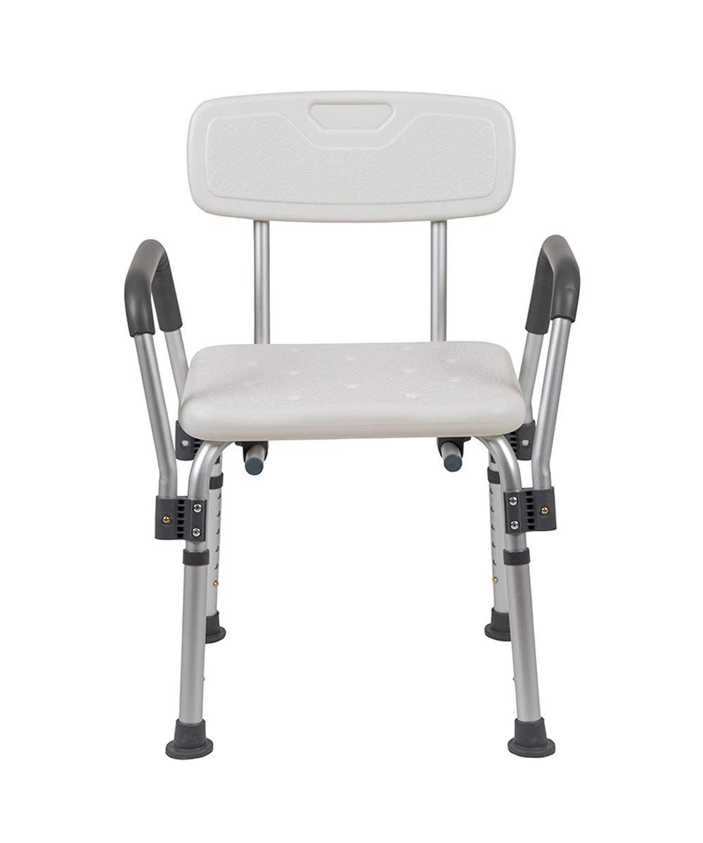 Flash Furniture HERCULES Series 300 Lb. Capacity, Adjustable White Bath & Shower Chair with Depth Adjustable Back