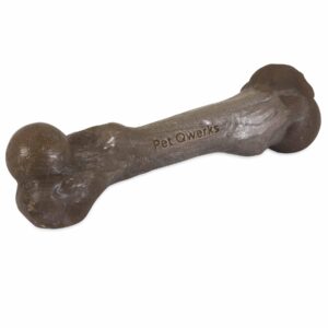 pet qwerks zombie barkbone - nylon dog bone for moderate chewers - bacon flavor - 7.75", all breed sizes