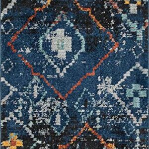 Unique Loom Morocco Collection Tribal, Southwestern, Bohemian Area Rug, 4' 0" x 6' 0", Navy Blue/Gray