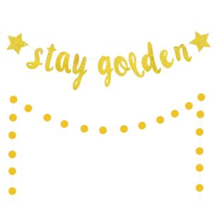 2 pieces stay golden banner glitter gold lucky birthday banner circle dot hanging garland for birthday baby shower party decoration supplies