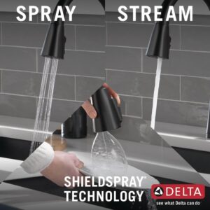 Delta Faucet Lenta Matte Black Kitchen Faucet Touch, Touch Kitchen Faucets with Pull Down Sprayer, Kitchen Sink Faucet, Kitchen Faucet Black, Touch2O Technology, Matte Black 19802TZ-BL-DST