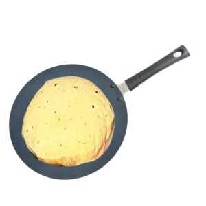 non-stick chapati concave tawa pan with wooden spatula & scrubberconcave griddle tava aluminum black chapati tawa roti cookware tava pizza crepe pan