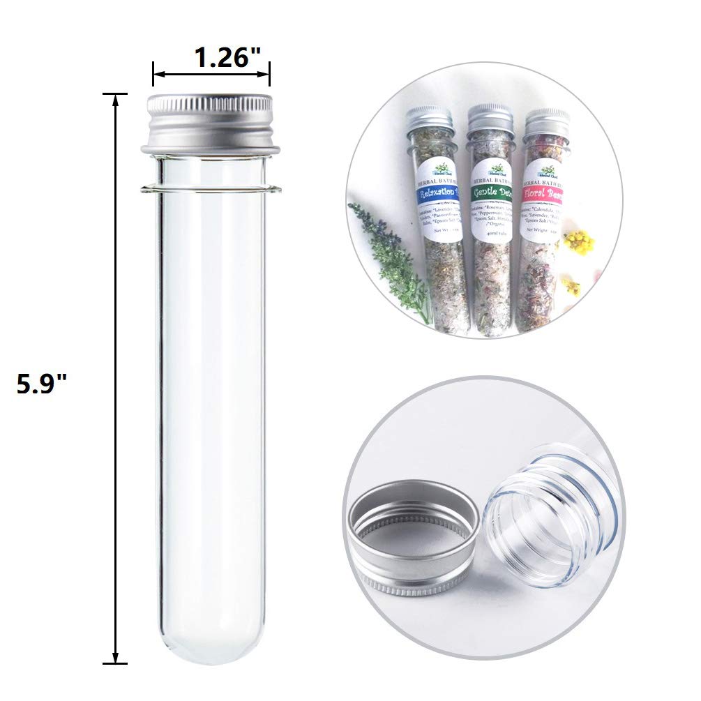 BTSD-home 29x150mm(70ml) Plastic Test Tubes with Screw Caps for Gumball Candy Storage, Bath Salt Vials, Hot Cocoa Containers, Bridal Shower, Baby Shower, Wedding, Kids Birthday Party Favors（30 Pack）