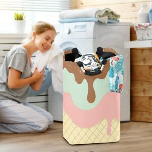 ALAZA Sweet Ice Cream Texture Laundry Basket Hamper Large Storage Bin with Handles for Baskets, Bedroom, Clothes