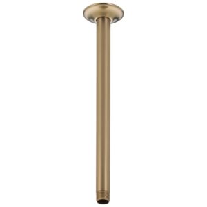 delta faucet 14-inch ceiling mount shower arm and flange, gold straight shower arm, champagne bronze u4998-cz