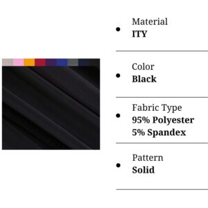 FabricLA ITY Knit Jersey Polyester Spandex Fabric by The Yard - 60" Inch Wide, 2-Way Stretch - Costumes & Dancewear - Black, 2 Continuous Yards