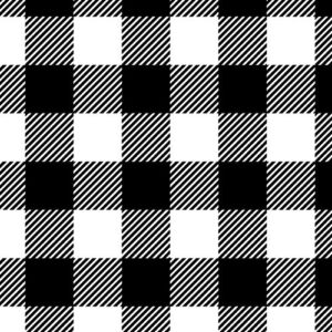 Buffalo Plaid B&W Anti-Pill Premium No-Sew Throw Fleece Fabric Kit (72x60)