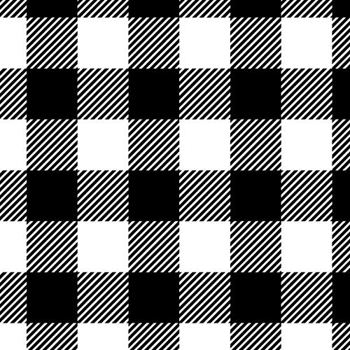 Buffalo Plaid B&W Anti-Pill Premium No-Sew Throw Fleece Fabric Kit (72x60)