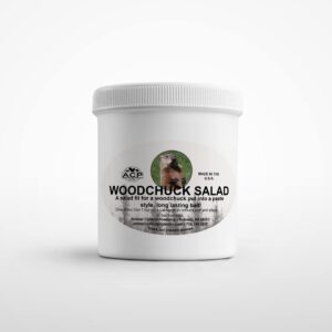 woodchuck salad 8 oz | highly attractive paste bait to get rid of groundhogs wood chucks rabbits in yard garden property | potent garden vegetable essence scent | handcrafted and bottled in usa