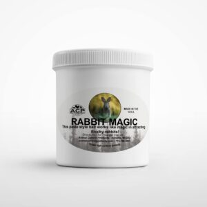 rabbit magic paste bait 8 oz | sweet scented & highly attractive lure for rabbits bunnies raccoons | good all season long to get rid of rabbits in yard garden | 48 live trap sets | usa handcrafted