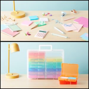 Bright Creations 16 Transparent 4x6 Photo Storage Boxes and Organizer with Handle for Pictures, Art Supplies (Rainbow Colors)