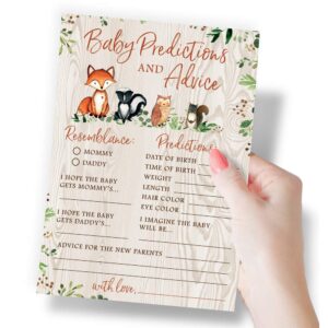 Baby Predictions & Advice for New Parents – Woodland Baby Shower Activity by Printed Party, Set of 50 Cards, Gender Neutral Forest Animals Theme