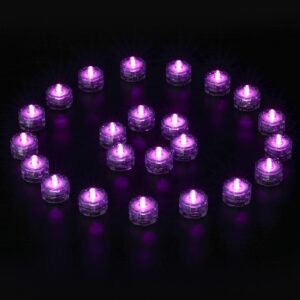 Wellgium Submersible LED Lights, Waterproof Wedding Underwater LED Tea Lights Candles for Centerpieces/Party/Christmas Set of 24, Purple