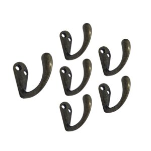 QCAA Single Prong Hook Hanger, Zinc Die Cast (6pack, Antique Brass)