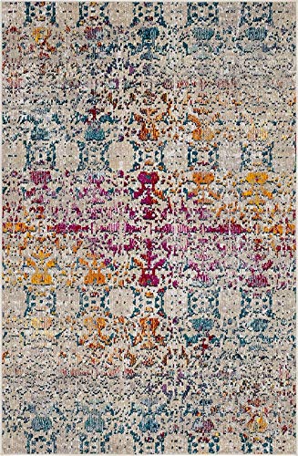 Unique Loom Charm Collection Abstract, Bohemian, Distressed, Modern, Dark Colors Area Rug, 4' 0" x 6' 0", Multi/Ivory