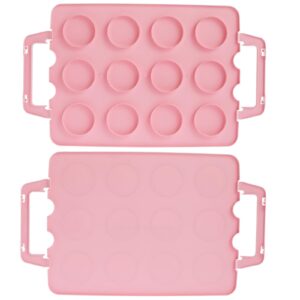 3 Tier Cupcake Carrier with Lid and Handle, Holds 36 Cupcakes (Pink, 13.5 x 10.25 x 10.75 In)