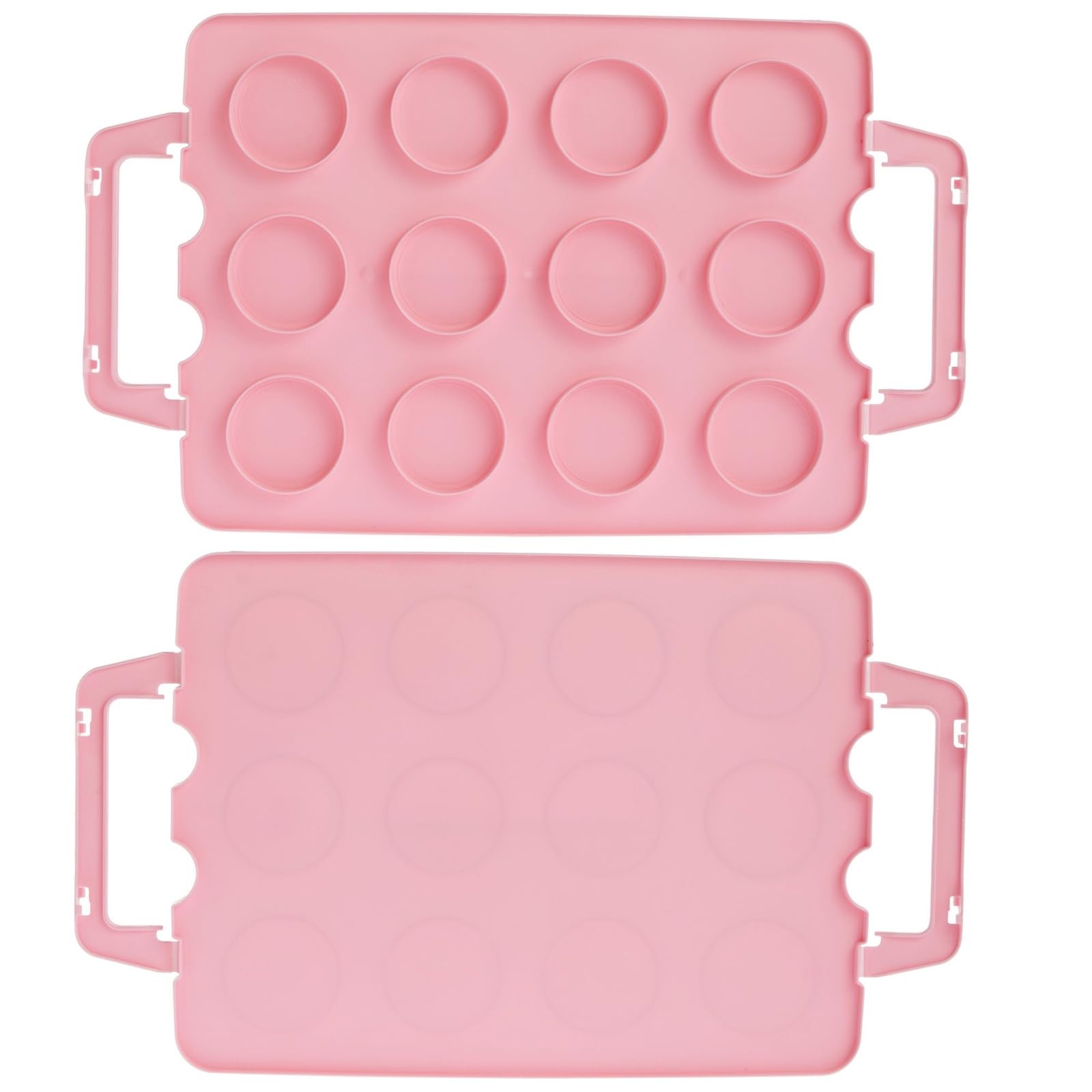 3 Tier Cupcake Carrier with Lid and Handle, Holds 36 Cupcakes (Pink, 13.5 x 10.25 x 10.75 In)