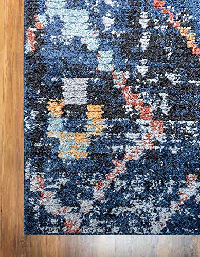 Unique Loom Morocco Collection Tribal, Southwestern, Bohemian Area Rug, 4' 0" x 6' 0", Navy Blue/Gray