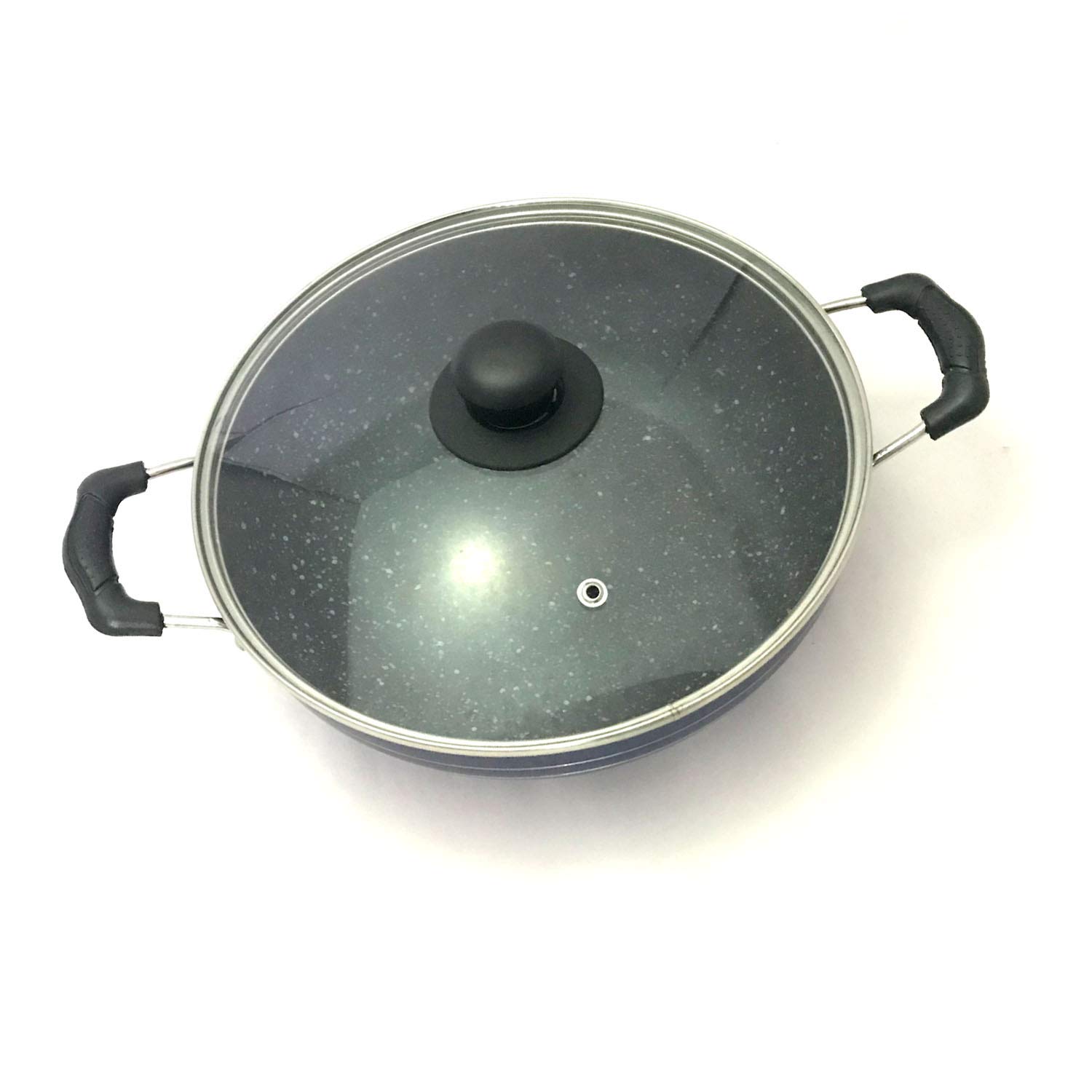 SHRIYA Kadai Wok Skillet Deep Fry Pan Kadhai Nonstick Coating Kadhai With All Purpose Cookware Aluminum Induction Base Galss Lid Kadai Diameter 9.5 Inch