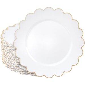 sparkle and bash white plastic plates with gold scalloped edge (9 inches, 50 pack)