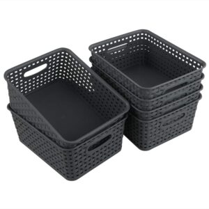 lesbin 6-pack plastic storage baskets, weave storage baskets, gray