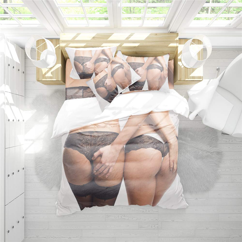 REALIN Sexy Duvet Cover Set Female Model Bedding Lace Motorcycle High Heels Bed Sets 2/3/4PCS Quilt Covers/Sheets/Pillow Shams,Twin/Full/Queen/King (A,Full-200x229cm-4PCS)