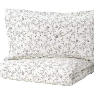 Ikea Kopparranka Duvet Cover and Pillowcase(s) White Dark Gray Full/Queen (Double/Queen) 204.496.59