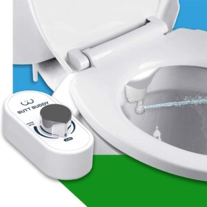 butt buddy duo - bidet toilet seat attachment & fresh water sprayer (easy to install | non-electric | dual-nozzle cleaning | gentle wash | healthy, sanitary bathroom)