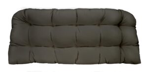 rsh decor: tufted wicker loveseat cushion | 44” x 22" | all-weather spun fabric | water and fade-resistant | outdoor settee cushion for patio furniture | charcoal grey (gray)