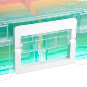 Bright Creations 16 Transparent 4x6 Photo Storage Boxes and Organizer with Handle for Pictures, Art Supplies (Rainbow Colors)