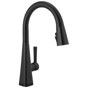 delta faucet lenta matte black kitchen faucet touch, touch kitchen faucets with pull down sprayer, kitchen sink faucet, kitchen faucet black, touch2o technology, matte black 19802tz-bl-dst