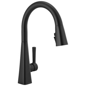 delta faucet lenta matte black kitchen faucet black, kitchen faucets with pull down sprayer, kitchen sink faucet, faucet for kitchen sink, magnetic docking spray head, matte black 19802z-bl-dst