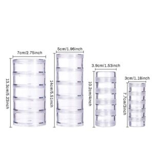 BENECREAT Mixed Size Stackable Round Plastic Containers 4 Column(5 Layer/Column) Bead Storage Jars for Beads, Buttons, Crafts and Small Jewelry Findings