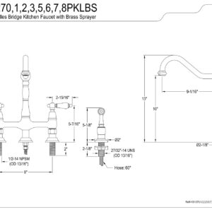 Kingston Brass KS1277PKLBS Duchess Bridge Kitchen Faucet, Brushed Brass