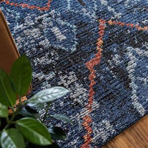 Unique Loom Morocco Collection Tribal, Southwestern, Bohemian Area Rug, 4' 0" x 6' 0", Navy Blue/Gray