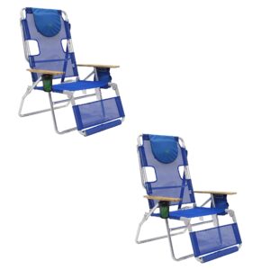 ostrich 3-n-1 lightweight comfortable altitude outdoor lounge reclining 16-inch tall beach chair, blue (2 pack)