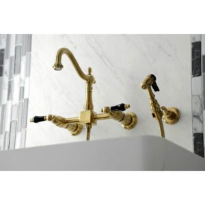 Kingston Brass KS1267PKLBS Duchess Bridge Kitchen Faucet, Brushed Brass