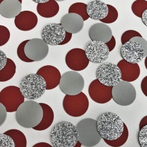 Designs by DH Confetti 100 pieces Paper Circles Silver Gray Red Burgundy Birthday Bridal Shower Wedding Party Decor