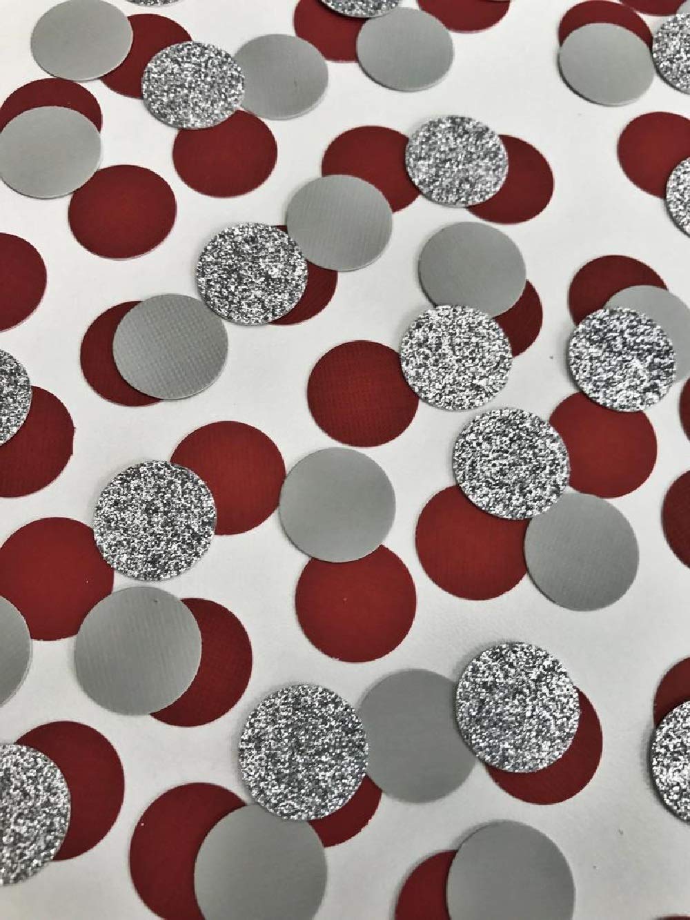 Designs by DH Confetti 100 pieces Paper Circles Silver Gray Red Burgundy Birthday Bridal Shower Wedding Party Decor