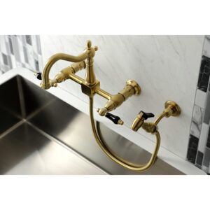 Kingston Brass KS1267PKLBS Duchess Bridge Kitchen Faucet, Brushed Brass