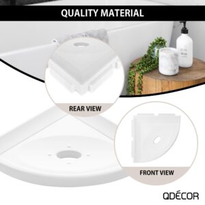 Questech Decor Shower Soap Dish, Lugged for New Construction, Corner Shower Shelf for Tiled Shower Walls, 5 Inch Metro Lugged Shower Corner Shelf, Bright White Matte