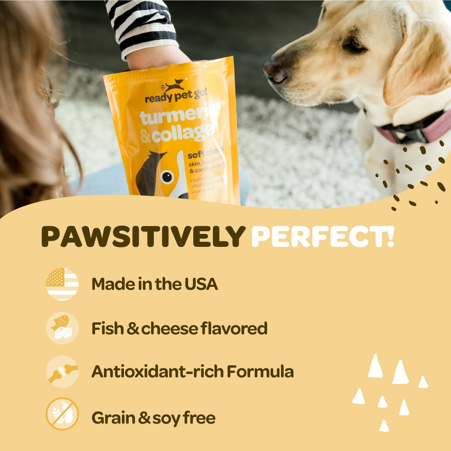 Turmeric for Dogs Soft Chews | Hip and Joint Chews for Dogs Comfort & Mobility with Collagen for Dogs | Dog Joint Supplement for All Ages Breeds & Sizes | NASC Certified & Made in The USA | 90 Chews