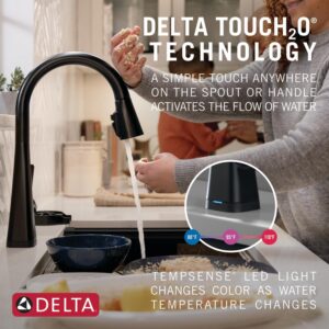 Delta Faucet Lenta Matte Black Kitchen Faucet Touch, Touch Kitchen Faucets with Pull Down Sprayer, Kitchen Sink Faucet, Kitchen Faucet Black, Touch2O Technology, Matte Black 19802TZ-BL-DST