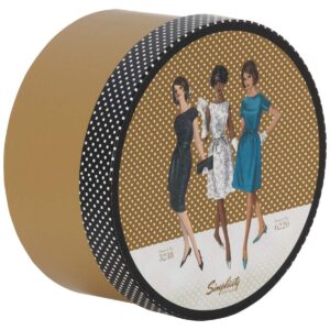 Simplicity Vintage 559360006 Retro Fashion Circular Storage Box for Sewing Supplies, 7.25 x 7.25 x 3.75 Inches